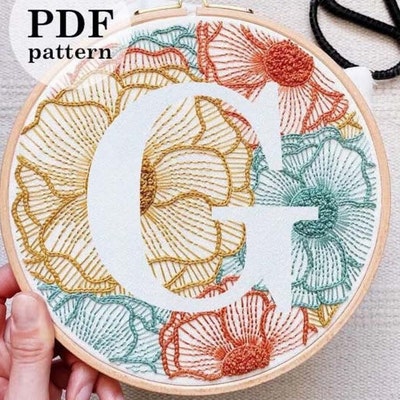 Botanical Letter t Hand Embroidery Pattern / Digital PDF Download ...