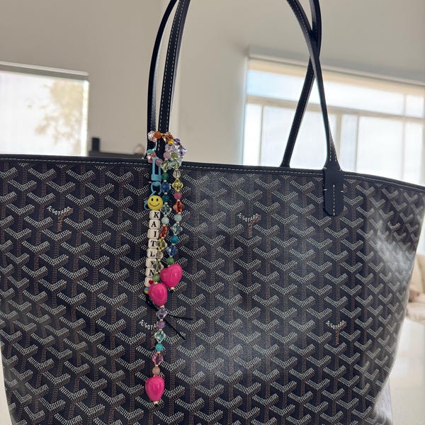 Classic Retro Cherry Beaded Bag Charm, Red Heart Beads Bag Charm ...