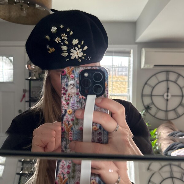 Soft Yellow Floral Beret, French Floral Beret, Silk Ribbon Flowers ...