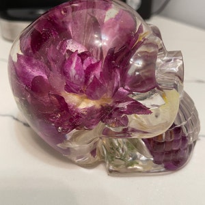 Custom Resin Skulls With Real Flowers. Roses, Carnations, Sunflowers ...