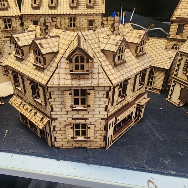 WW2 Normandy Town Hotel Corner Building for Wargames (28mm-32mm Terrain ...