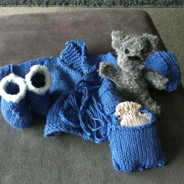 Knitting Kit Blue Bedtime Set. Teddy Bear Bedtime Knitting Kit. Easy to ...