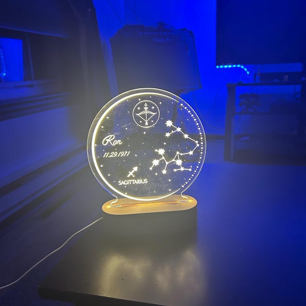 Personalized Zodiac Night Light, Custom Astrology Gift, Horoscope Lamp ...