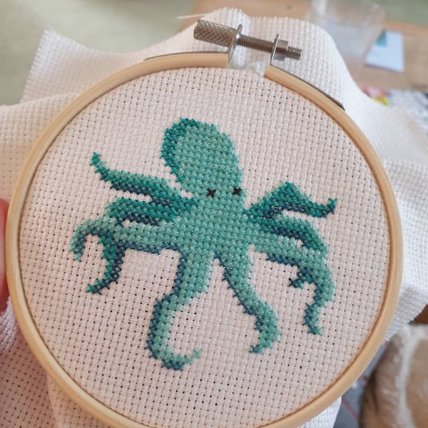 Octopus Cross Stitch Kit - Beginners Cross Stitch Kit - Mini Cross ...