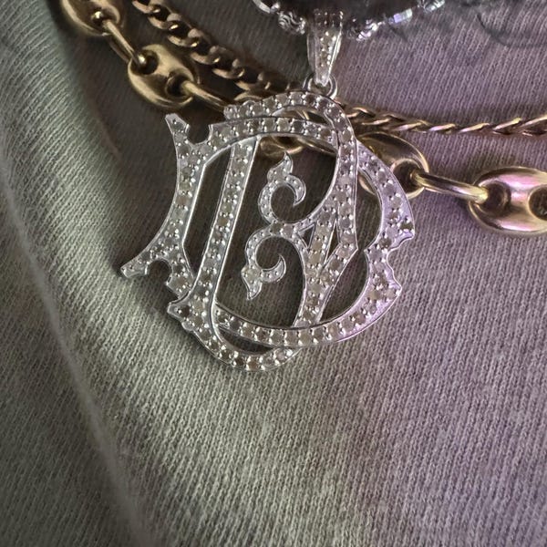 Single Cut Diamond Monogram, WA-AW Letter Monogram, 925 Sterling Silver ...