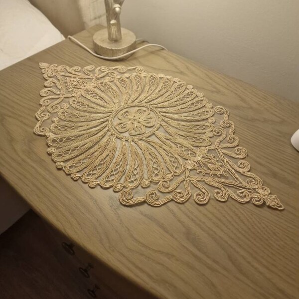Cream French Lace Round Table Mat, Lace Doily, Doily, Placemat, Round ...