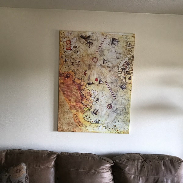 Piri Reis Map Canvas Print: Ottoman Empire, Antique World Map Decor - Etsy