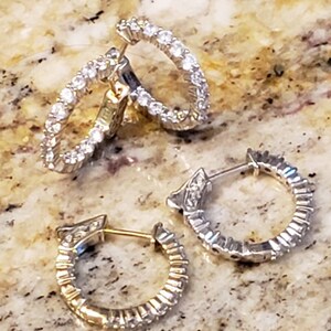 Silver 925 Inside Out White Cz Earring, Silver CZ Hoop Earring, CZ ...