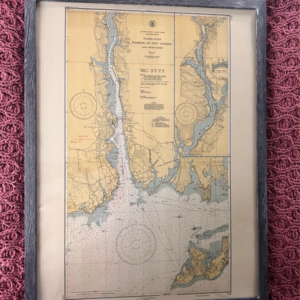 New London Harbor & Thames River Map 1942 - Nautical Chart Print - Etsy