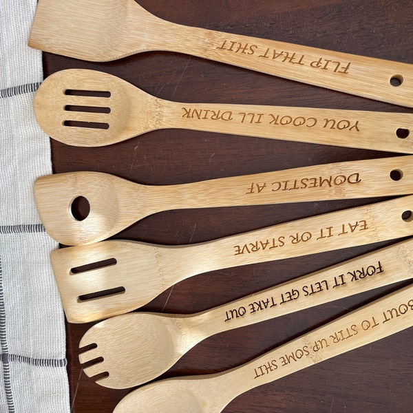 Personalized Funny Wooden Spoon Set,custom Kitchen Spoons,funny Spoon ...