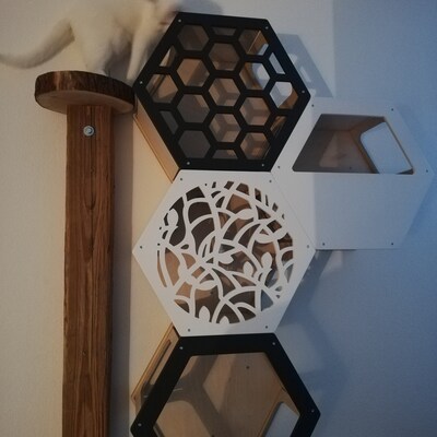 Set of Hexagon Cat Shelfs Included Steps, Cat Furniture , Cat House ...