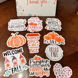 Pack of 10 Waterproof Vinyl Fall Stickers, Autumn Seasonal Sticker Pack ...