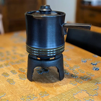 Signed 1990s TENMOKU Pottery Corked Flask / Vessel W/ EVERGREEN Tree ...