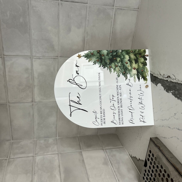 Christmas Acrylic Bar Sign, Christmas Drink Menu Sign, Christmas Drink ...