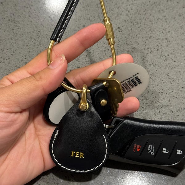 Colorful Leather Key Fob Strap With Engraving Gold Keyring loop - Etsy