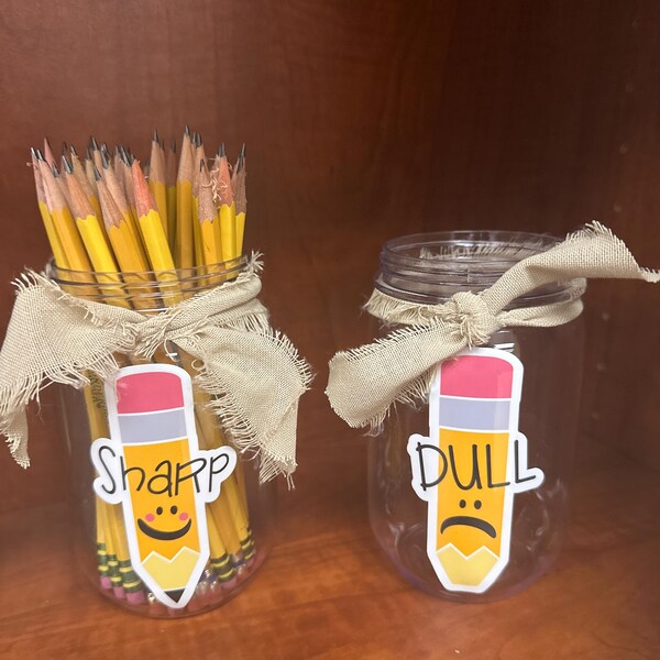 Sharp Dull Pencils Sticker Set - Waterproof Pencil Cup Labels for ...
