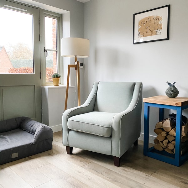 Small Indoor Log Store | Wooden Side Table | Lamp Table | Log Store ...