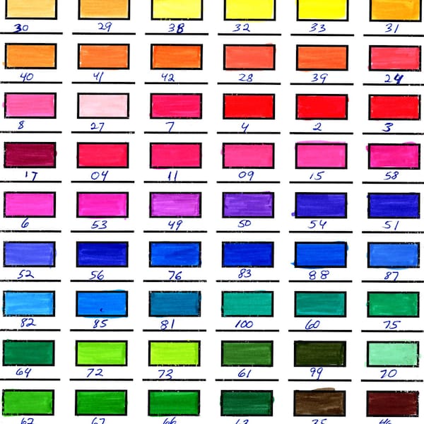 Swatch Template for 60 Colors Alcohol Markers, Color Pencils, Gel Pens ...