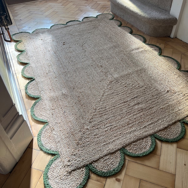 Scalloped Jute Rug, Every Color Scallop Rug, Natural Jute Area Rug ...
