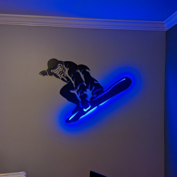 Snowboarder LED Metal Wall Decor, Snowboarder Gift, Boarder Christmas ...