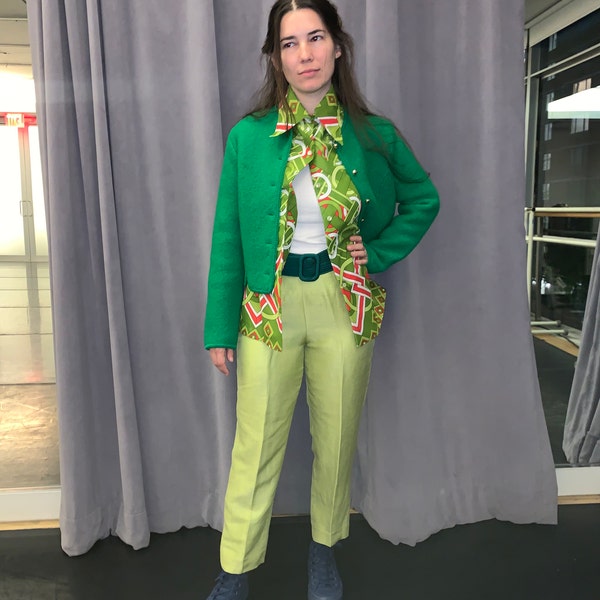 Vintage 60s Mod Bright Pink Matching Set With Pink Polka Dot Beading ...