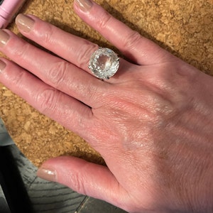 Large Natural Crystal Quartz Ring Solid Silver 1616MM Round - Etsy