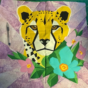 Floral Big Cats Cheetah Foundation Paper Piecing Pattern - Etsy