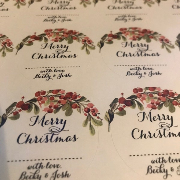 Round Merry Christmas Name Stickers for Gifts, Christmas Sticker Sheets ...