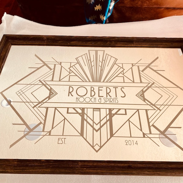 Art Deco Custom Laser Engraved Mirror | Geometric Design | 24x36 ...