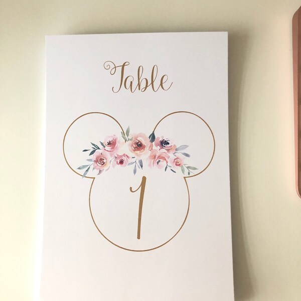 Disney Minnie/mickey Mouse Floral A6 Table Number Cards - Etsy