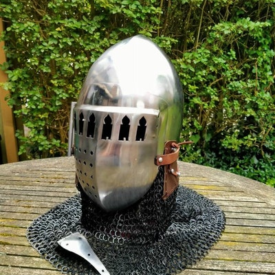 Medieval Barbuta Chainmail Helmet Steel Barbute Helmet LARP Costume ...