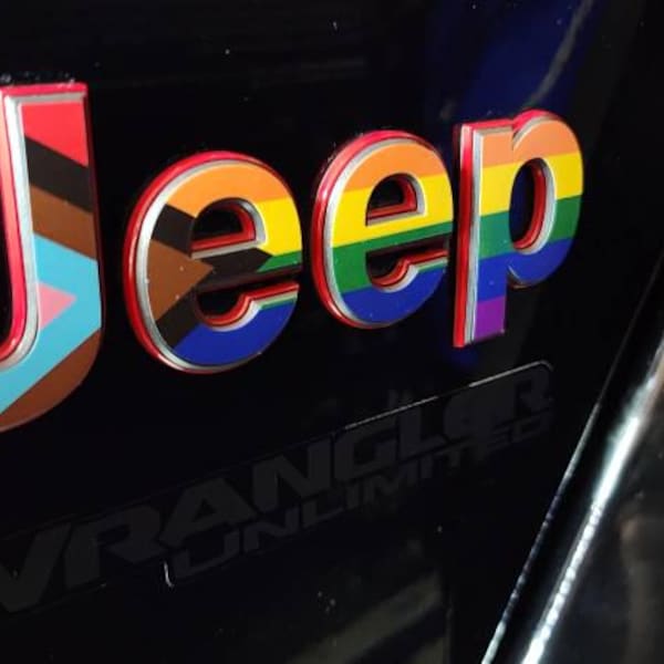 Gay Pride, Progress Pride, Jeep Emblem Sticker Decal, Wrangler JK, TJ ...