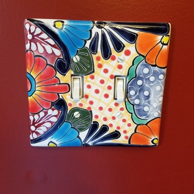 Mexican Talavera Electrical Double Light Switch Cover Standard Size ...