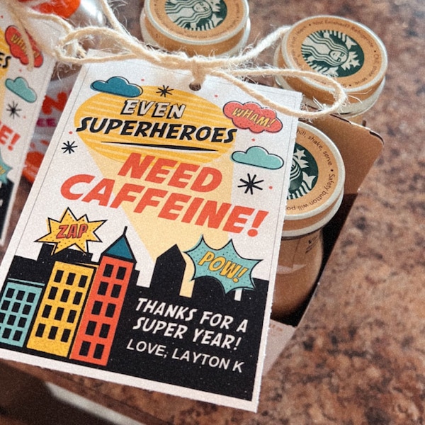 Superhero Teacher Gift Printables, Gift Tag Printable, Candy Bar ...