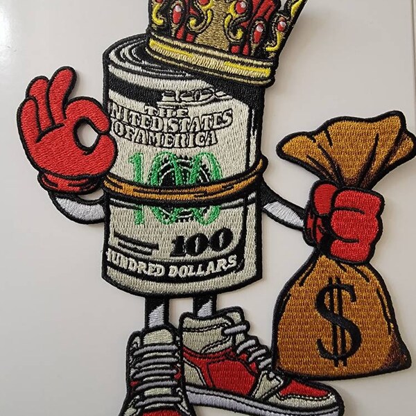 New Arrival, "money Bag King" Bag Secured Patch, Size 5", Iron-on 100% ...