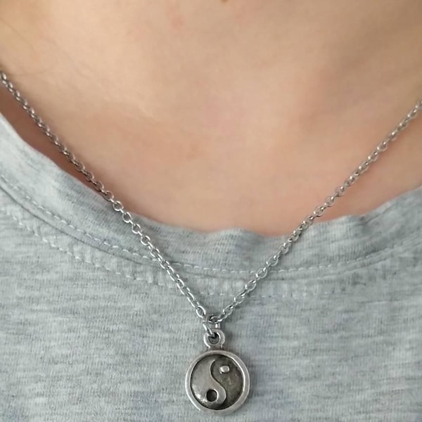 Yin Yang Pendant Necklace on Stainless Steel Chain, Yoga Spiritual ...