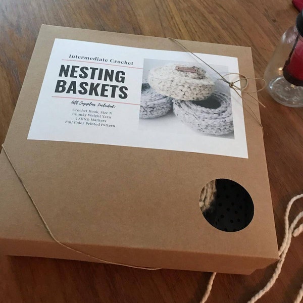 DIY Crochet Nesting Basket Kit | Chunky Yarn, Metal Hook - Etsy