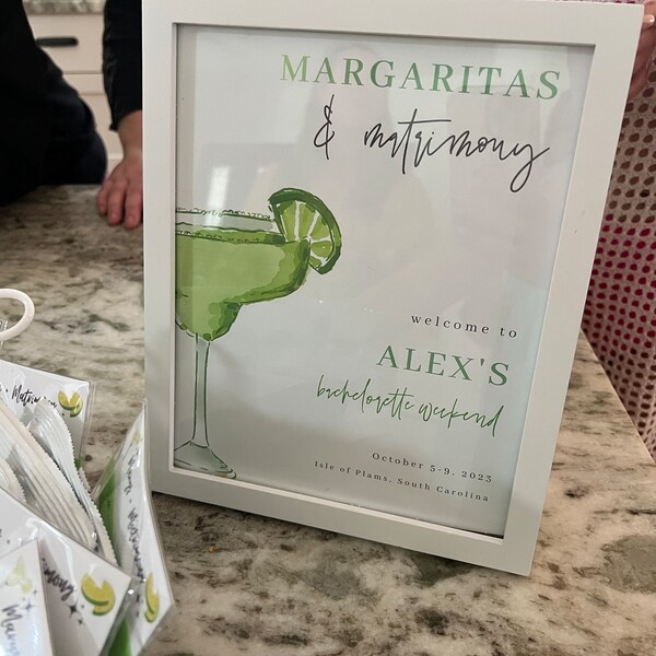 Margarita Margs and Matrimony Bachelorette Welcome Sign Template ...
