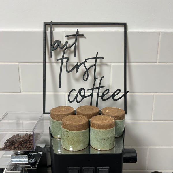 But First Coffee - Wall Sign - Wooden - Art Hallway Entrance Kitchen ...