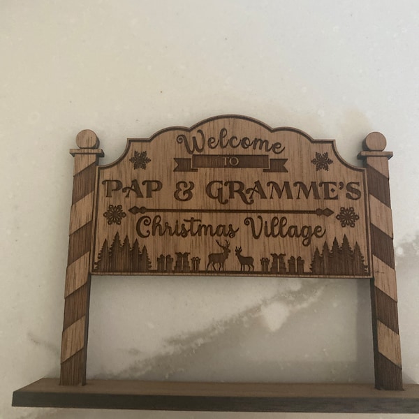 Custom Family Christmas Village Welcome Sign, Welcome to Our Village ...