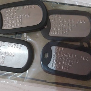Stainless Steel US Army Dog Tag ID Set, Personalised & Embossed With ...