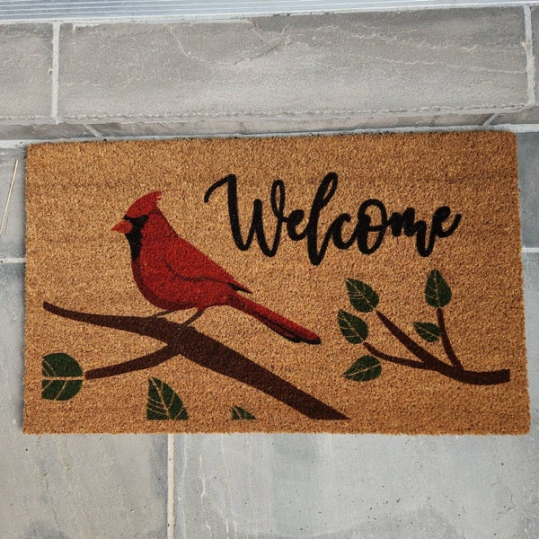 Cardinal Welcome Mat, Cardinal Gift, Cardinal Front Door Decor ...