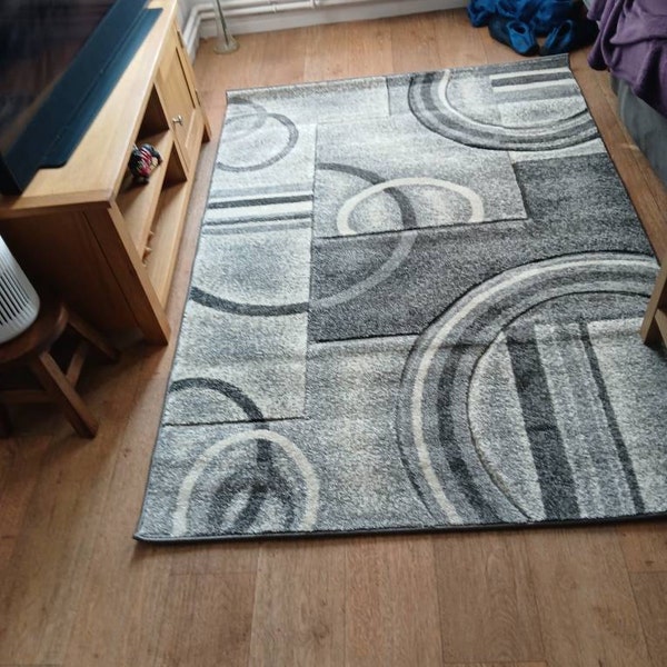 New Silver Grey Rugs Small Large Mats Modern Contemporary Design UK ...