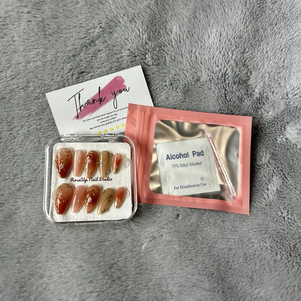 Luxury Press-on Nails, High-end Swarovski Crystal Long Nails, Roseup ...