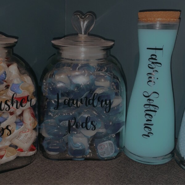 Laundry Room Labels - Utility Decals - Washing Powder, Fabric Softener ...