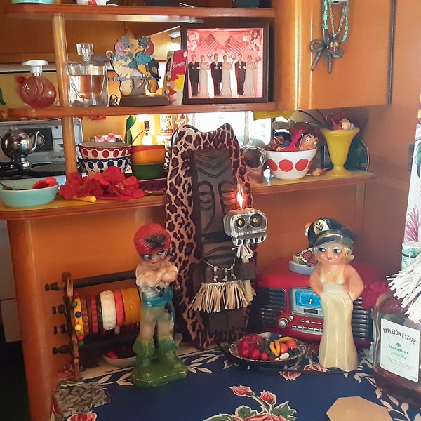 Pair of Witco Style Carved Wood Tiki Mug Shelves - Etsy