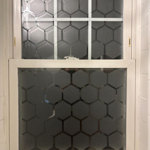 Honeycomb Frosted Window Film, Hexagon Window Decal, Geometric Etched ...