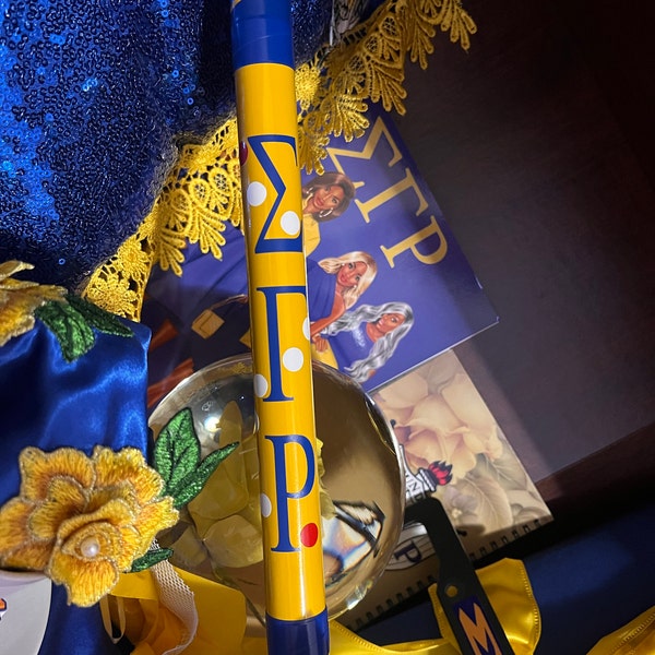 Sigma Gamma Rho Cane - Letters, Rubies and Pearls / Wrapped Cane - Etsy