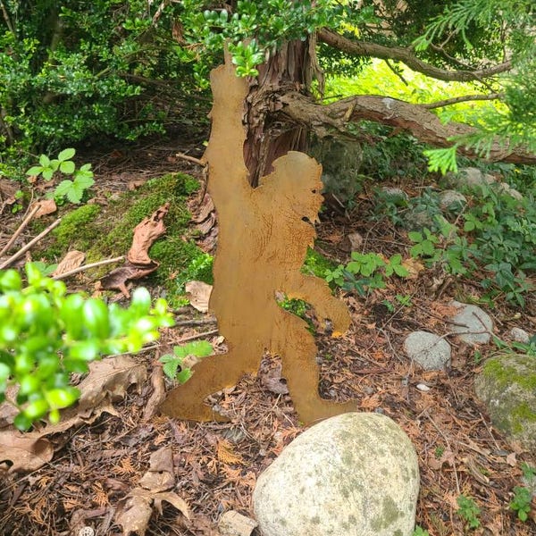 Bigfoot Walking Statue, Sasquatch Metal Yard Art, Yeti, Garden Statuary ...