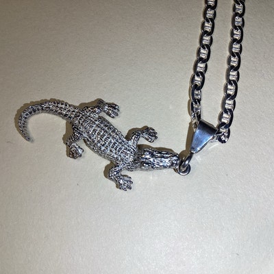 Large Gold Alligator or Crocodile Necklace in 14kt Yellow Gold Vermeil ...